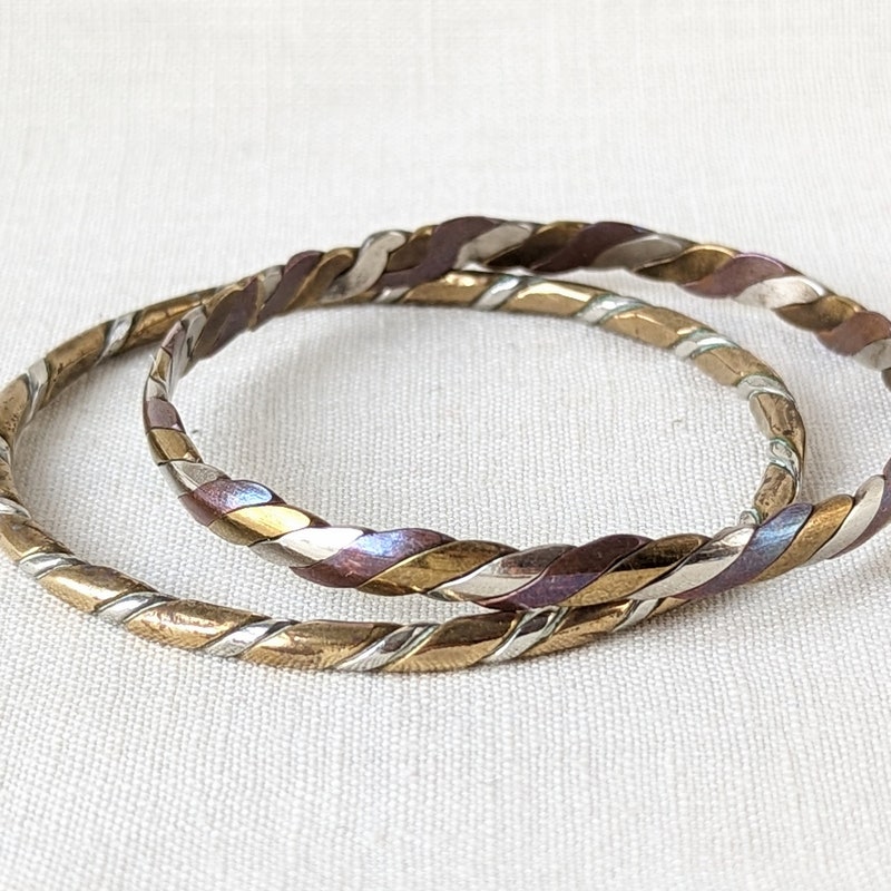 Mixed Metal Bangle - Etsy