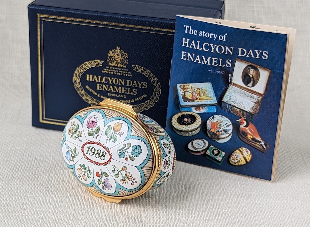 Vintage Halcyon Days Enamels 1988 A Year to Remember Floral Enameled ...