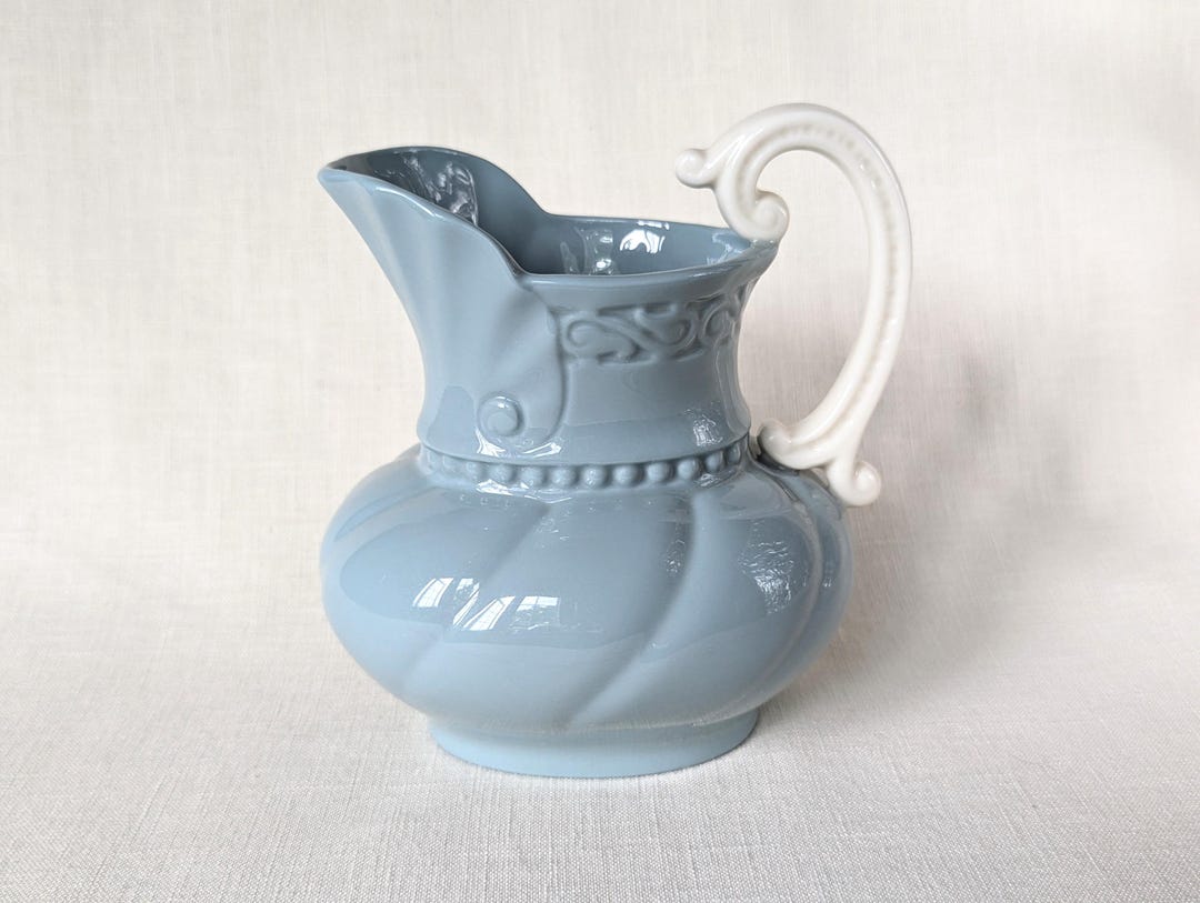 Vintage Lenox Porcelain Milk Pitcher Creamer in Celadon Blue With White ...