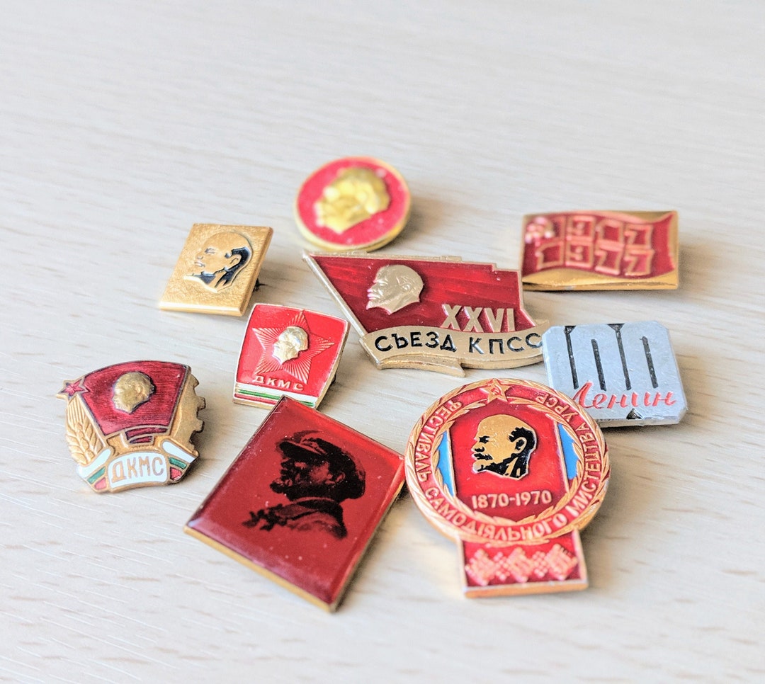 9 Communist Pins - Vintage Soviet Ukraine Bulgarian Communist Badge Pin ...