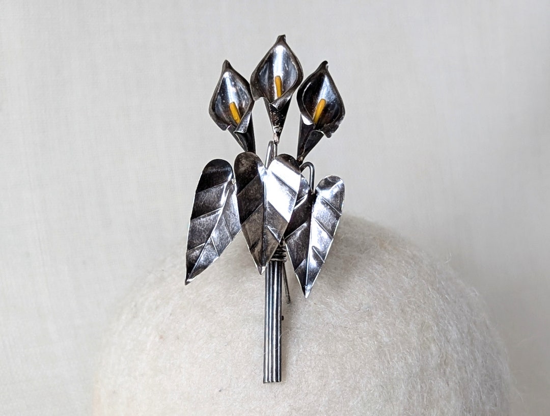 Vintage Cala Lilly Flower Brooch, Vintage Flower Brooch Pin, Floral ...
