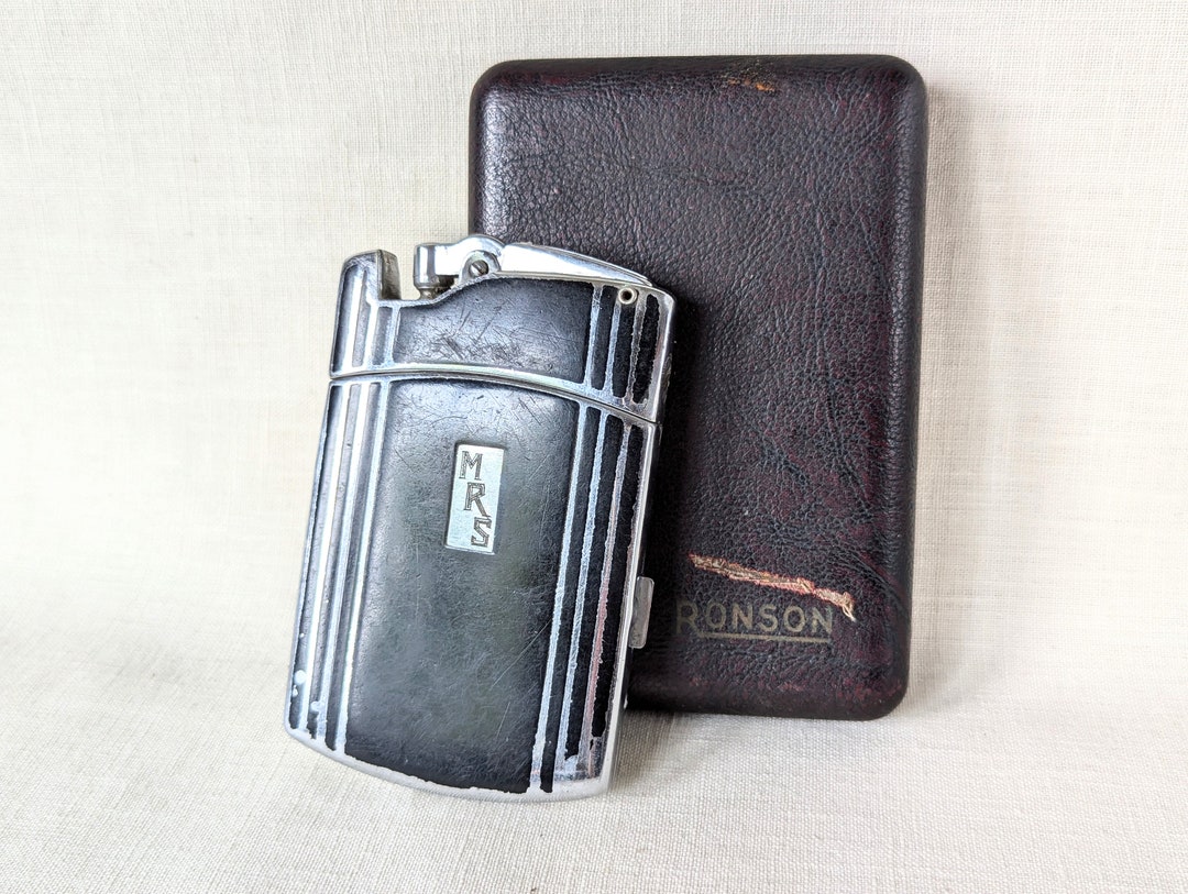 Vintage 1930s Art Deco Ronson Tuxedo Lighter Cigarette Case, Vintage Ronson Lighter, Ronson ...