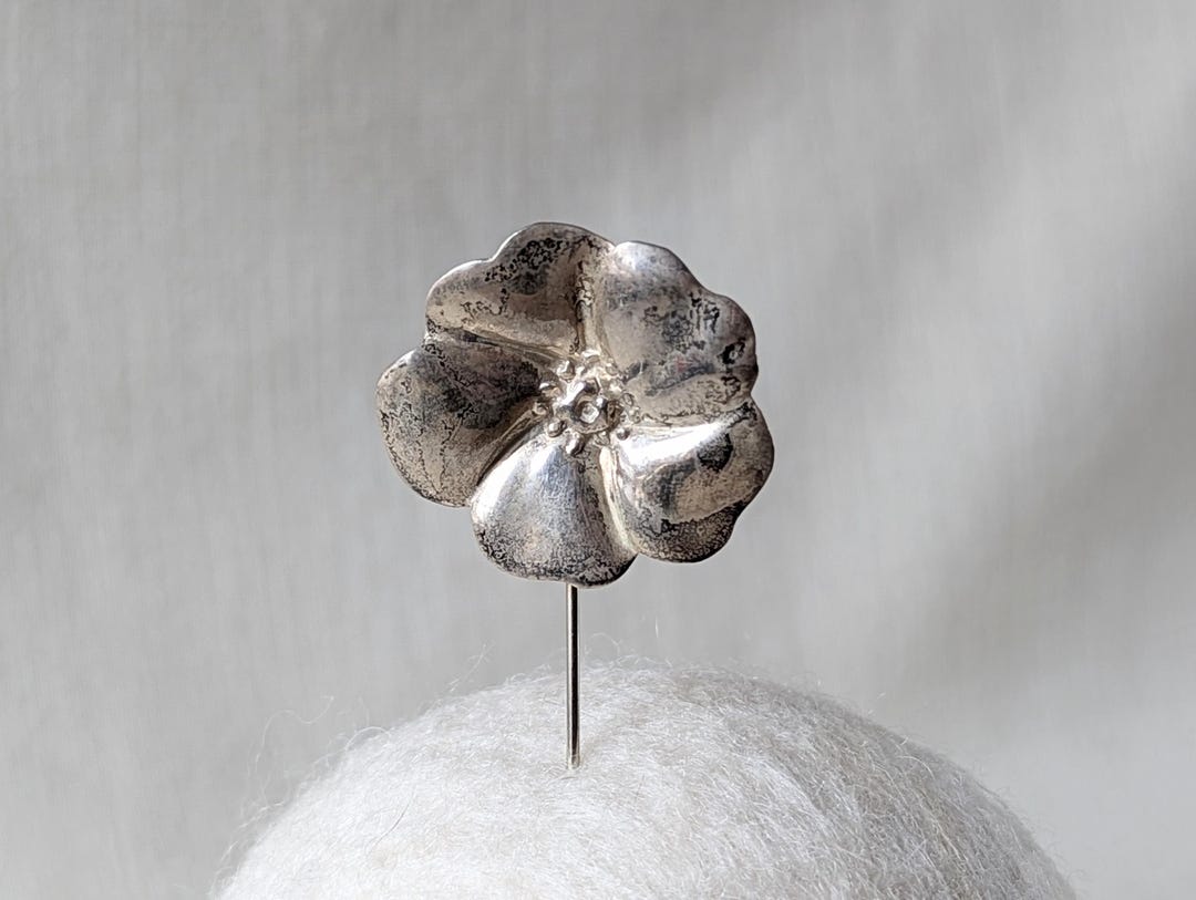 Vintage Sterling Silver Flower Stick Pin, Vintage Stick Pin, Floral ...
