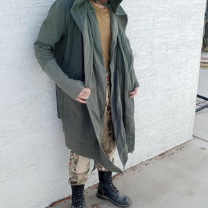 Wanderer Double-hood Wrap Asymmetrical Cyberpunk Dystopian Jacket Olive ...