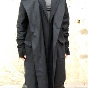 Wanderer Double-hood Wrap Asymmetrical Cyberpunk Dystopian Jacket Black ...