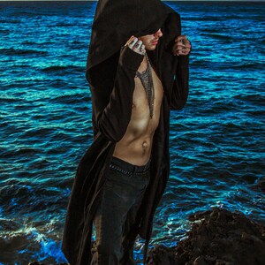 Wanderer Double-hood Wrap Asymmetrical Cyberpunk Dystopian Jacket Black ...