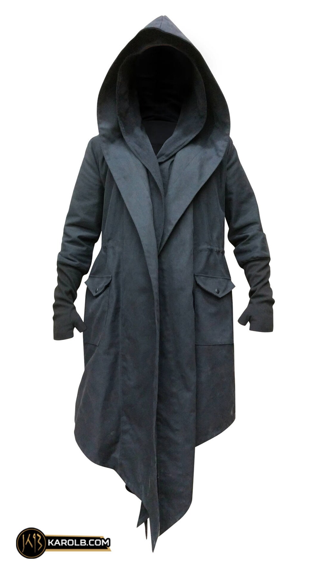 Wanderer Double-hood Wrap Asymmetrical Cyberpunk Dystopian Jacket Black ...
