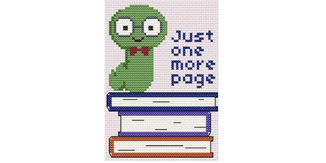 Bookworm Cross Stitch Pattern - Etsy