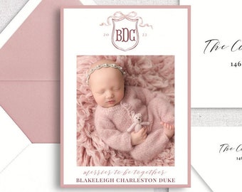 Crest Birth Announcement - Etsy