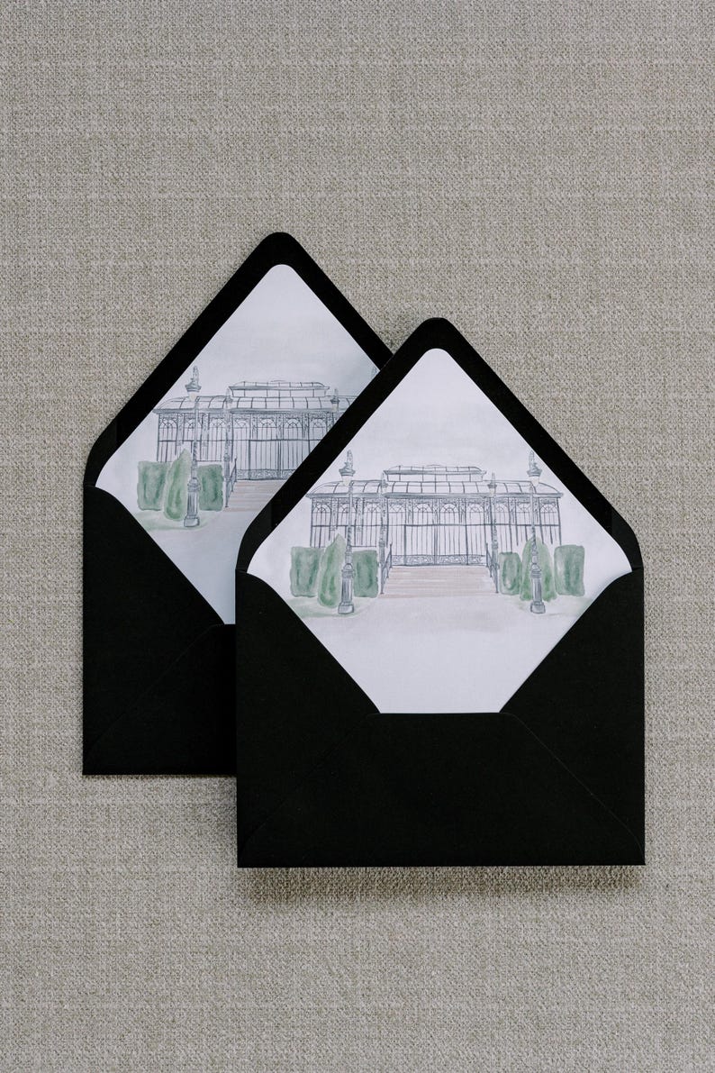 Custom Watercolor Venue Envelope Liners: Wedding Invitation ...