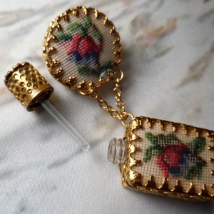 Antique Double Austrian Petit Point, Glass Chatelaine Perfume Bottle ...