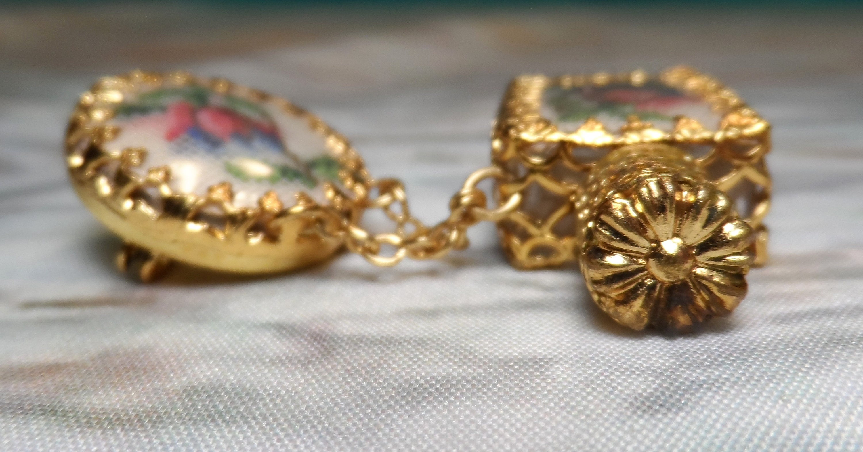 Antique Double Austrian Petit Point, Glass Chatelaine Perfume Bottle ...
