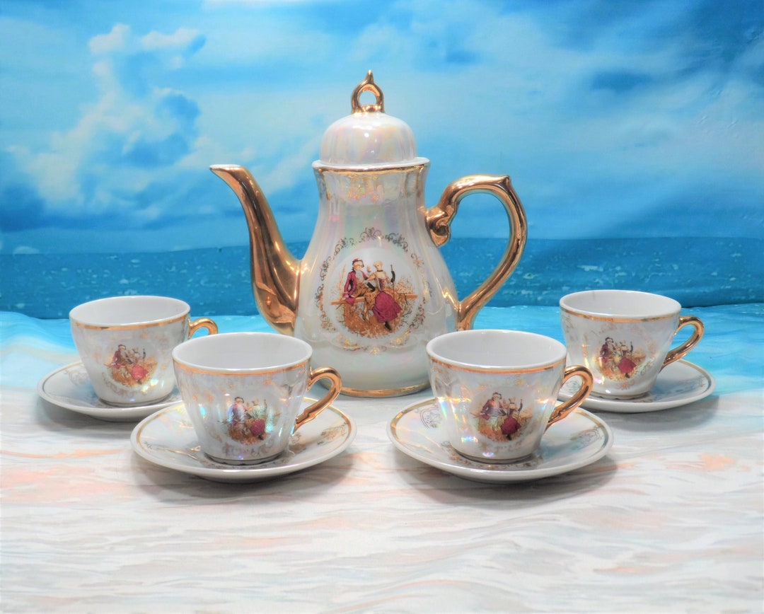 Vintage Victorian Couple Lusterware Demitasse Tea Set 10 Pc - Etsy