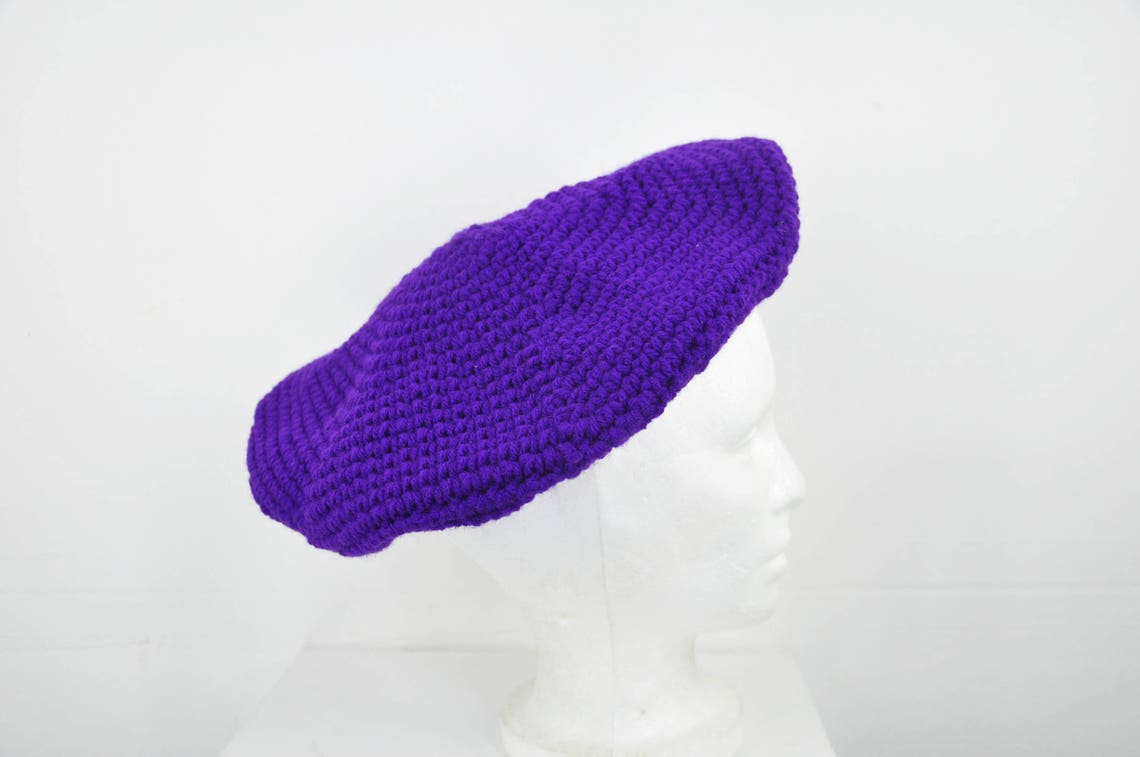 80s Crocheted Beret One Size Boho New Romantic Poet Rock Punk - Etsy