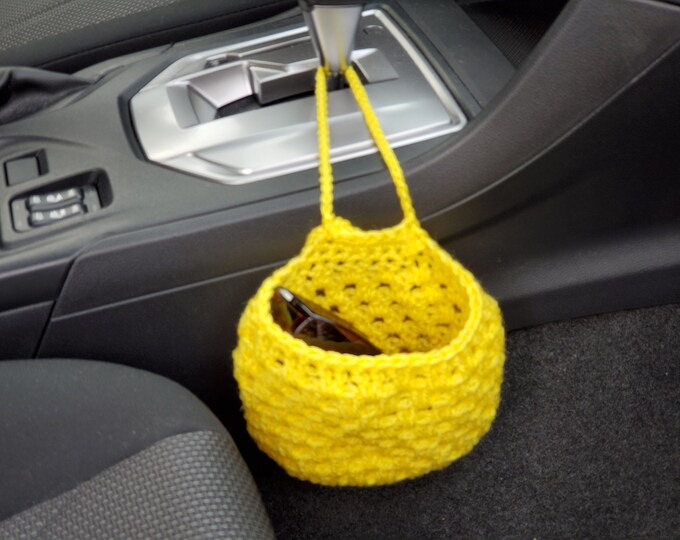 Mini Car Basket. Crochet Car Organizer, Mini Car Trash Bag, Crochet ...