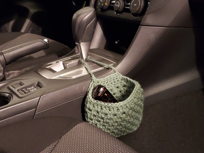 Mini Car Basket. Crochet Car Organizer, Mini Car Trash Bag, Crochet ...