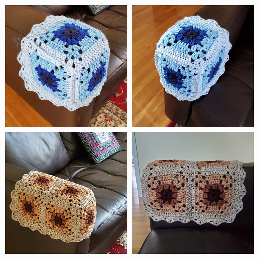 Crochet Couch Armrest Cover, Chair Arm Cover, Granny Square Sofa Arm ...