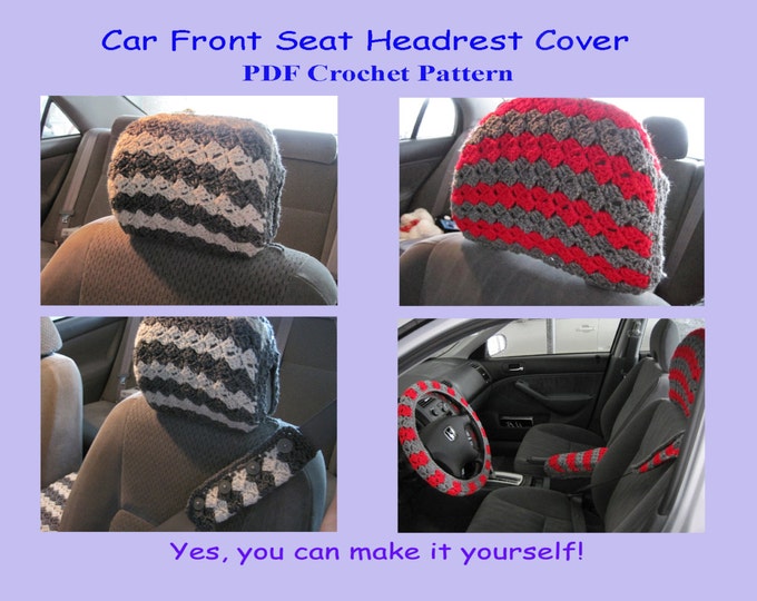 Crochet Pattern - Car Front Seat Headrest Cover (13VC2013) - Etsy