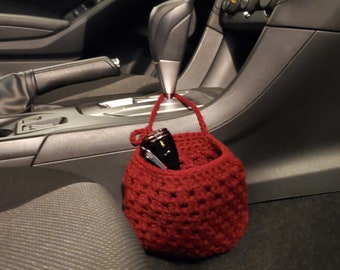 Mini Car Basket. Crochet Car Organizer, Mini Car Trash Bag, Crochet ...