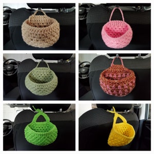 Mini Car Basket. Crochet Car Organizer, Mini Car Trash Bag, Crochet ...