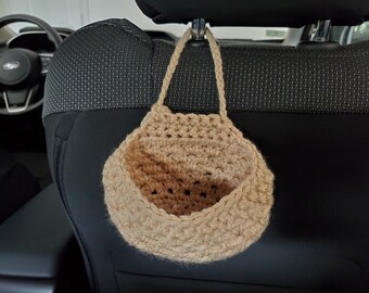 Mini Car Basket. Crochet Car Organizer, Mini Car Trash Bag, Crochet ...