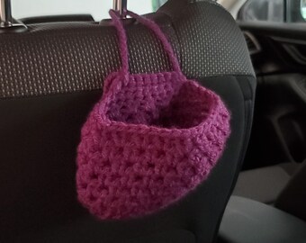 Mini Car Basket. Crochet Car Organizer, Mini Car Trash Bag, Crochet ...