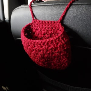 Mini Car Basket. Crochet Car Organizer, Mini Car Trash Bag, Crochet ...