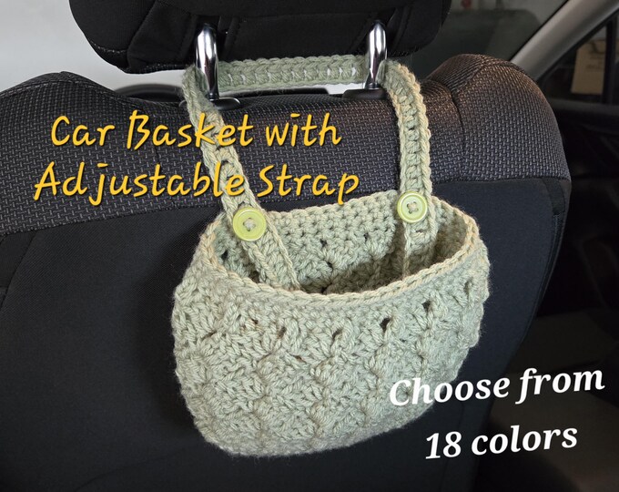 Car Basket. Crochet Car Organizer, Mini Car Trash Bag, Crochet Basket ...
