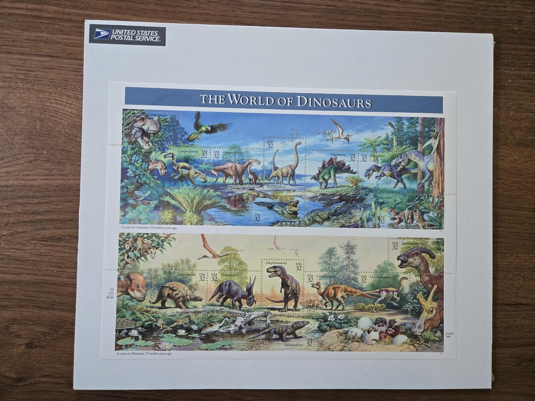 1997 World of Dinosaurs Stamp Sheet, Scott 3136, MNH and Sealed ...