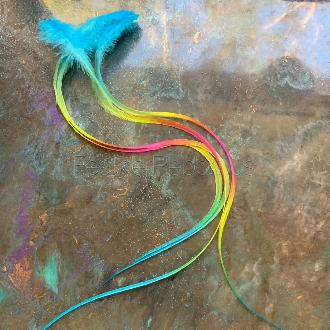 Extra Long Hair Feather Extensions Fluffy Feathers for Hair Rainbow ...
