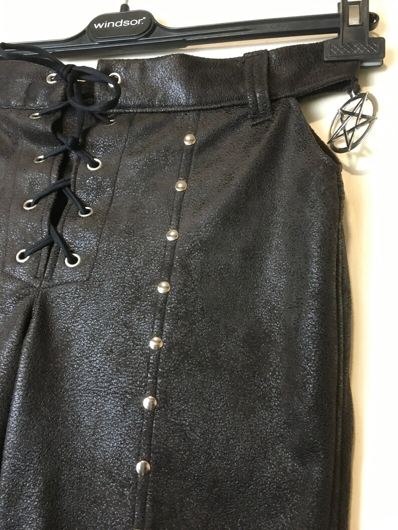 Brown Faux Leather Pants With Studs and Pentagram - Etsy