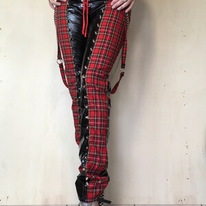 Studded Pants, Punk Rocker Tartan and Pvc Tight Pants - Etsy
