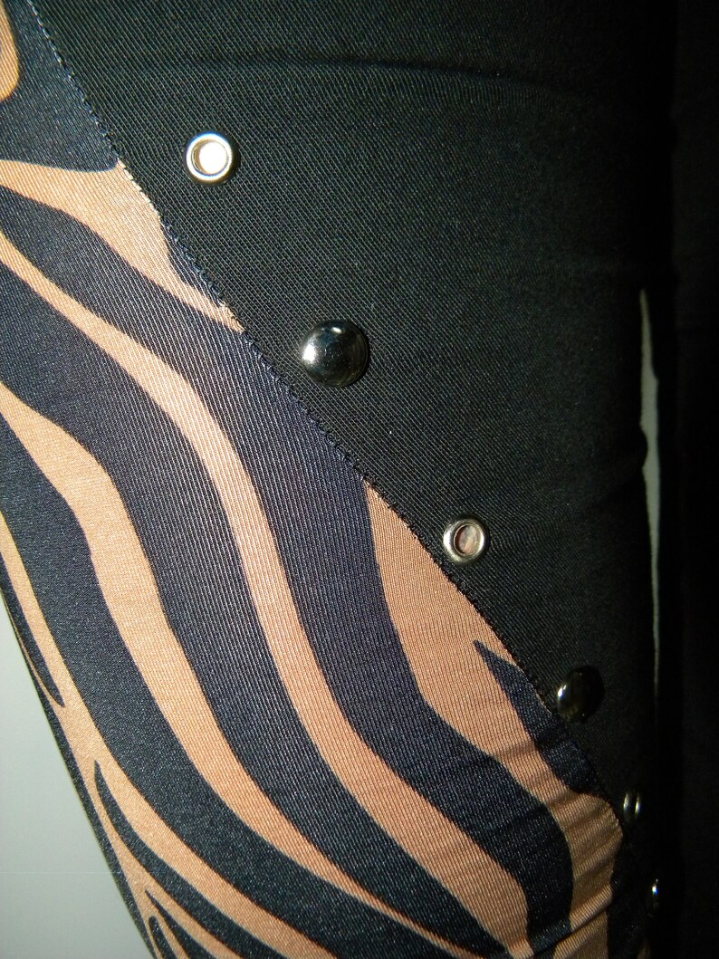 Black tiger zebra pantsstudded trouserspencil tight pants | Etsy