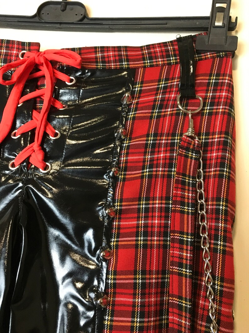Studded Pants Punk Rocker Tartan and Pvc Tight Pants - Etsy