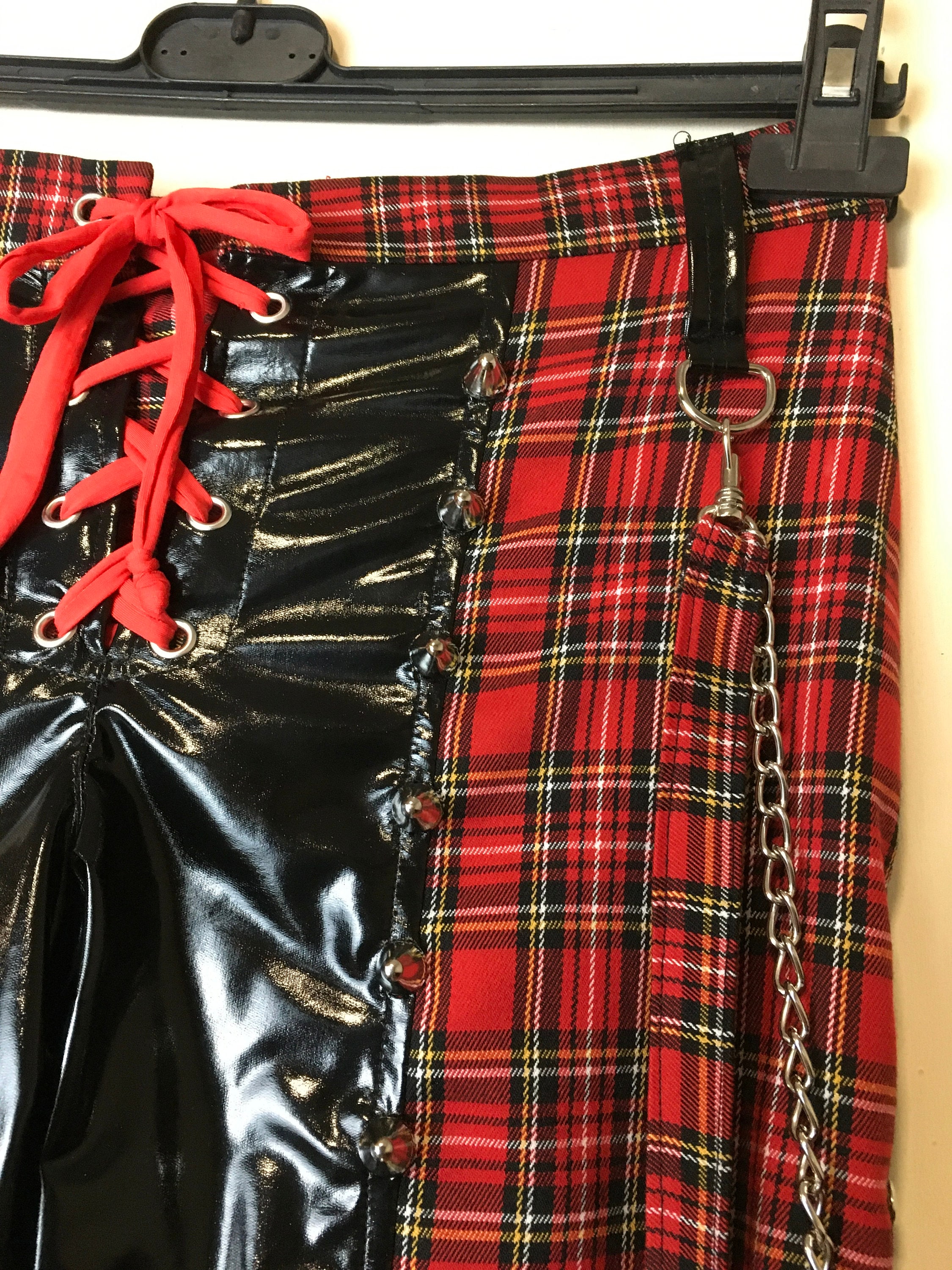 Studded Pants, Punk Rocker Tartan and Pvc Tight Pants - Etsy