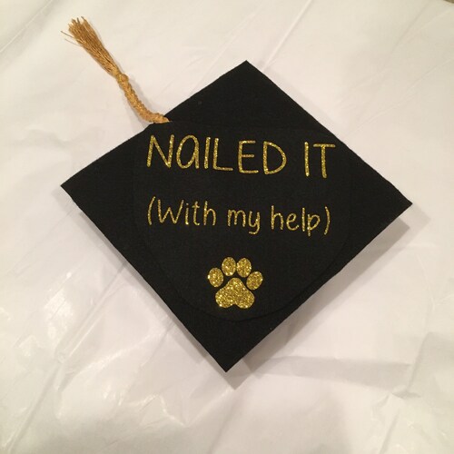 Dog Graduation Hat / Cap It Was RUFF With Paw Print - Etsy