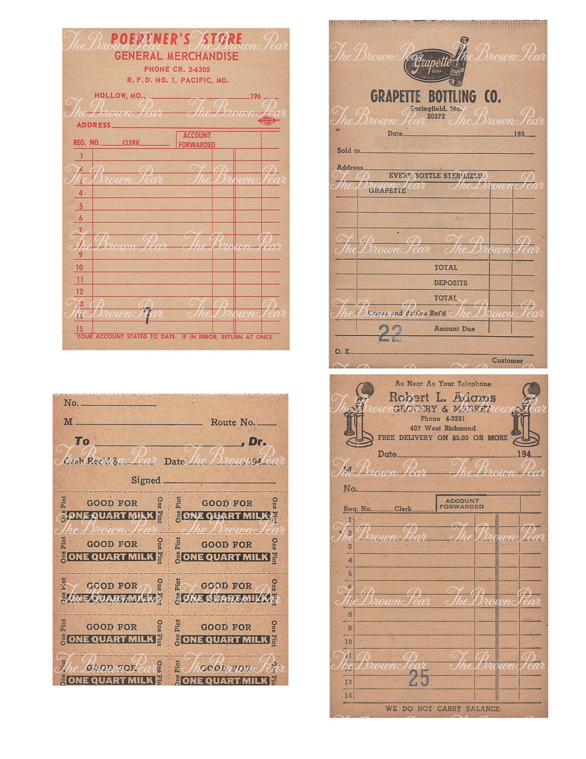 Printable Receipts / INSTANT DOWNLOAD 10 Printable Ephemera - Etsy