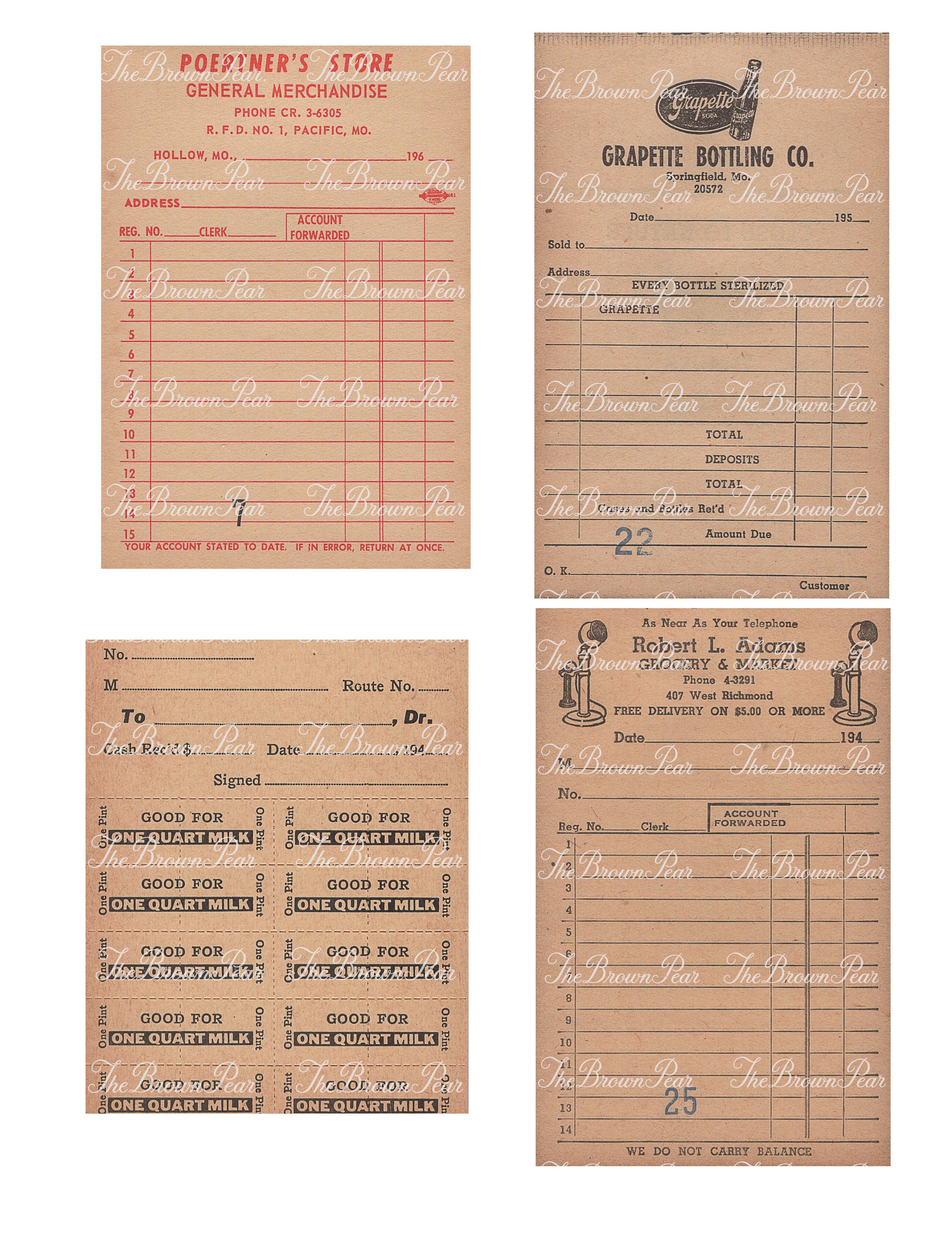 Printable Receipts / *INSTANT DOWNLOAD* 10 Printable Ephemera Receipts ...