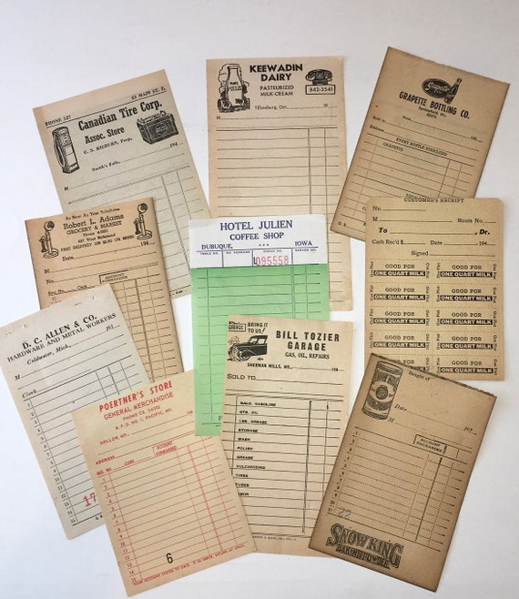 Printable Receipts / INSTANT DOWNLOAD 10 printable Ephemera | Etsy