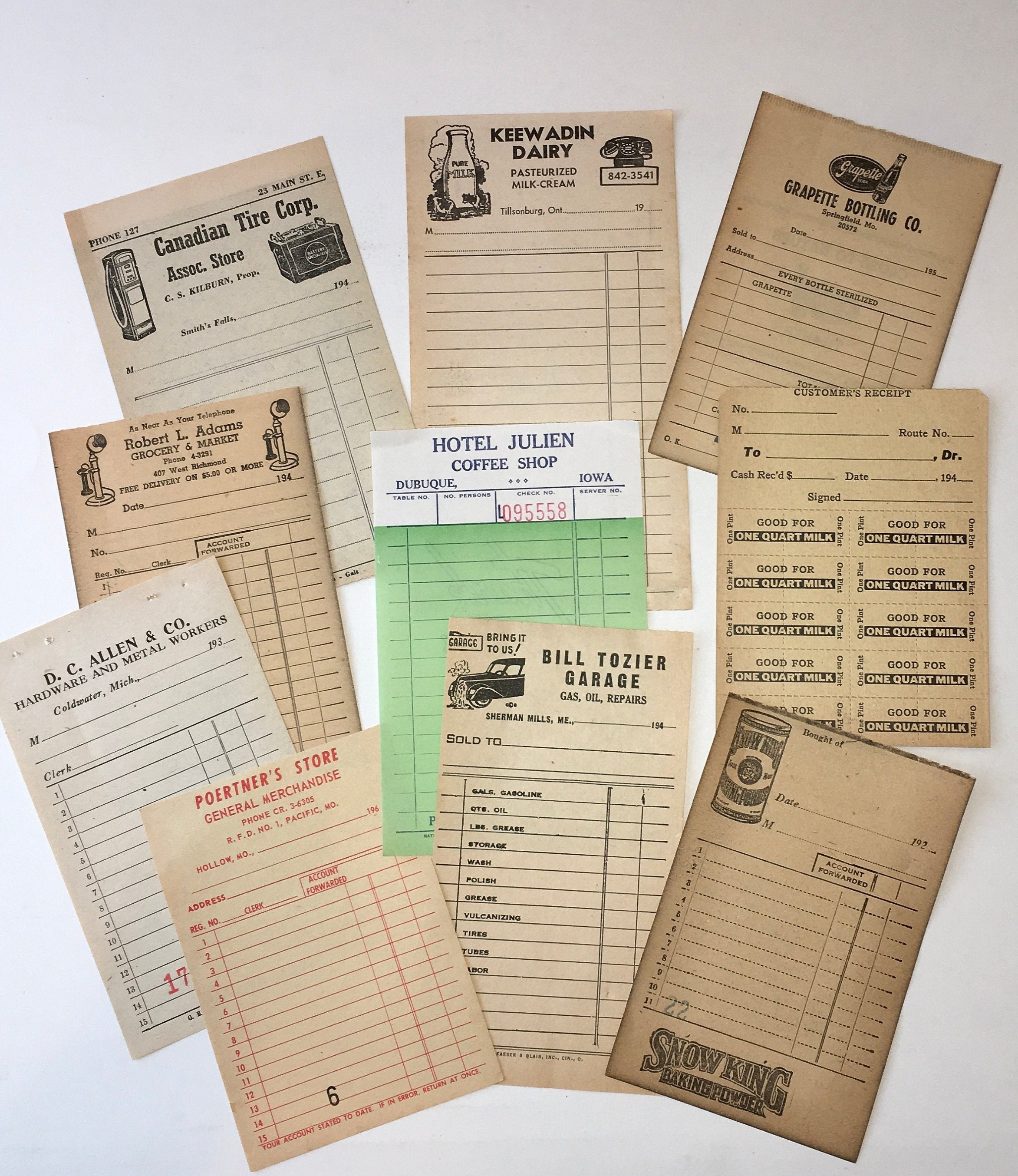 Printable Receipts / INSTANT DOWNLOAD 10 Printable Ephemera - Etsy