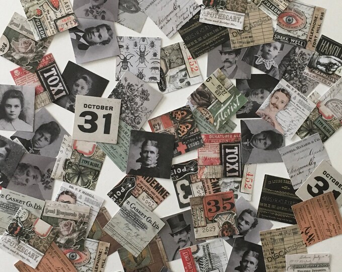 Tim Holtz Halloween Collage Tiles Ephemera Pack DIY Inspiration Kit 72 ...