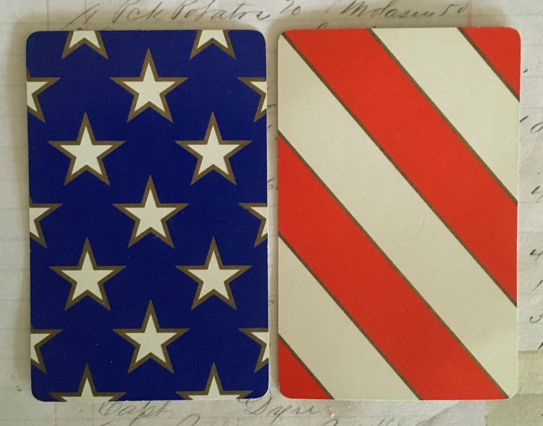 Patriotic Swap Cards / 2 Vintage American FLAG Cards / Red White Blue ...