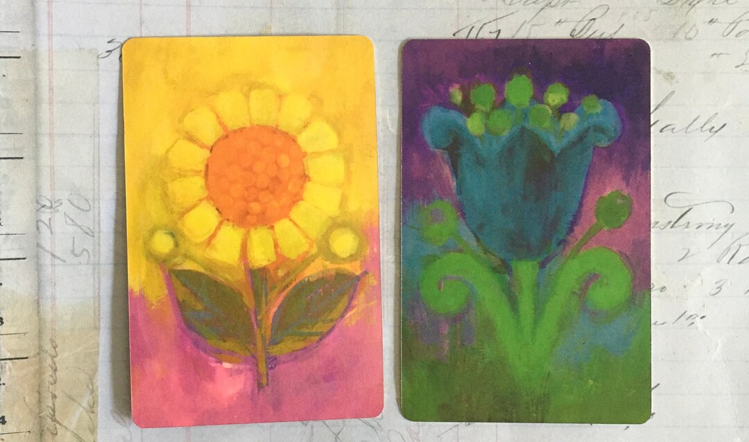 Mod Cards / 2 Single Flower Playing Cards Tulip & Daisy -- Great for ...
