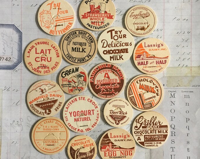 Milk Caps / 17 Vintage Milk Bottle Caps Great for Altered Arts ...