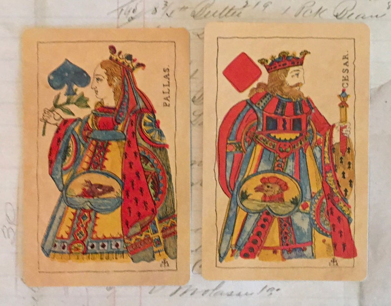 King & Queen Cards / 2 Vintage Renaissance Queen King Playing Cards for ...