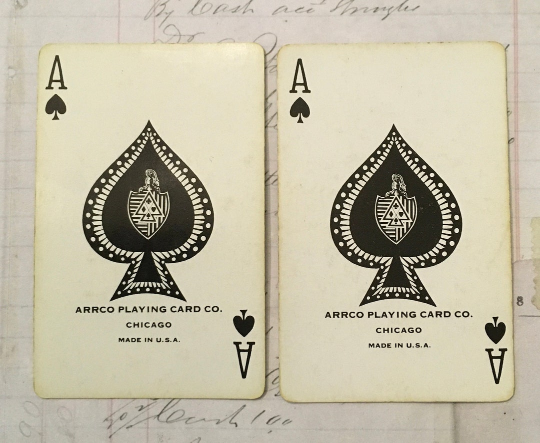 ACE Cards / 2 Vintage Ace Spades Rabbit & Raccoon Playing - Etsy