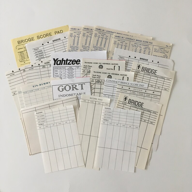 Scrap Pack / 30 Pc. Vintage Bridge Tallies & Score Sheet Scrap - Etsy