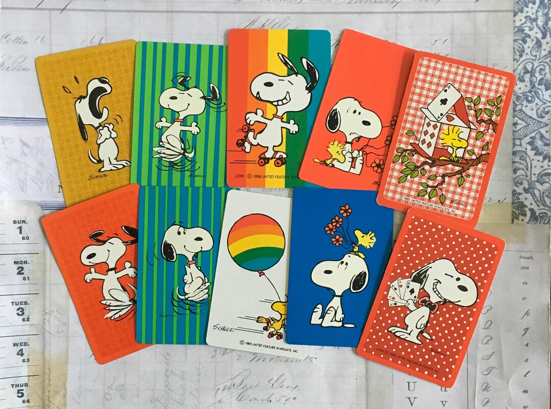 Snoopy Cards / 10 Vintage Snoopy Playing Cards Ace of Spades by ...