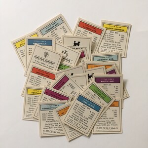 MONOPOLY Cards / 28 Vintage Monopoly Properties Complete Great for ...