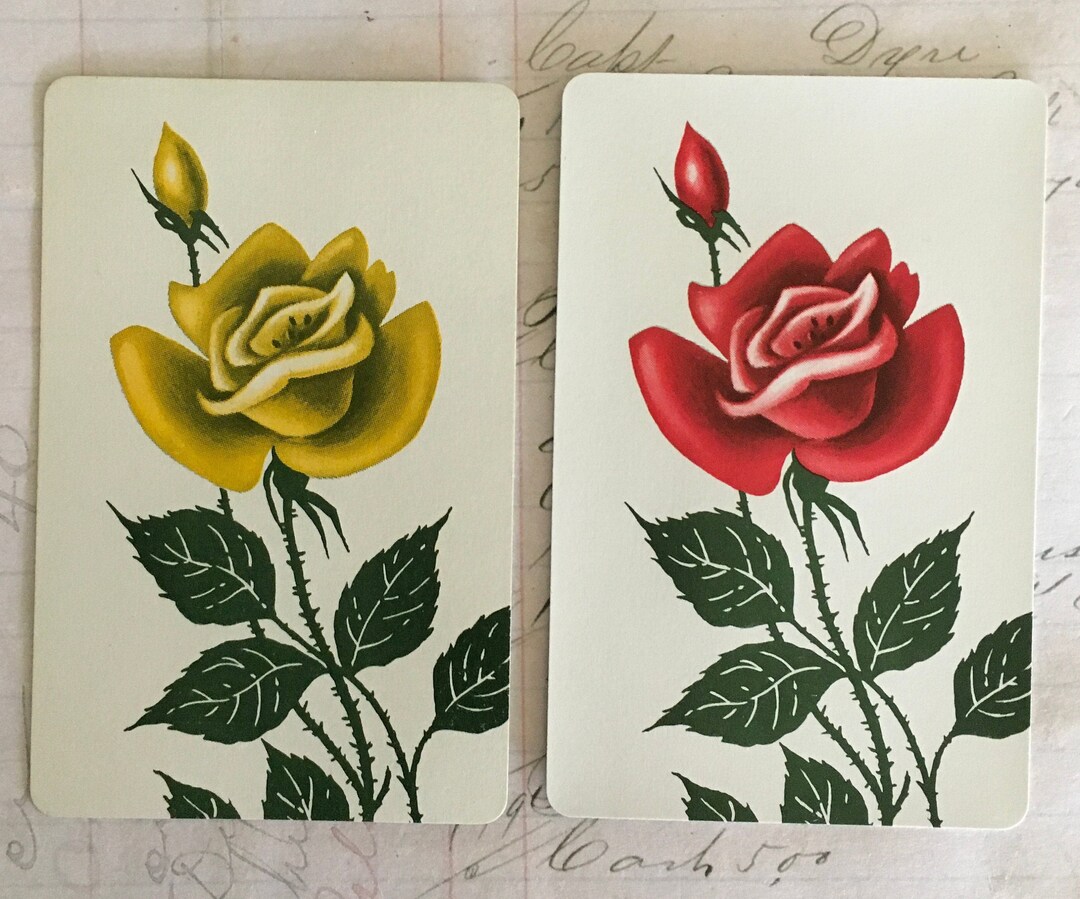 Swap Cards Roses / 2 Vintage Roses Floral Playing Cards Great for Mixed ...